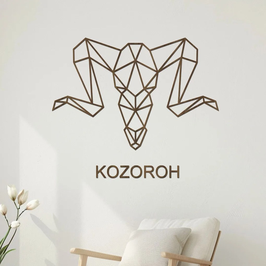 dřevo života Dřevěná samolepka na zeď znamení KOZOROH Zvolte rozměr (cm): 80x70, Zvolte barvu dekoru: Černá