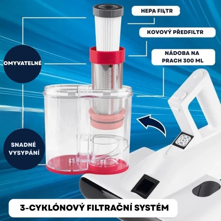 CleanMaxx Cyklónový sterilizační a dezinfekční vysavač s UV-C světlem DES-15061