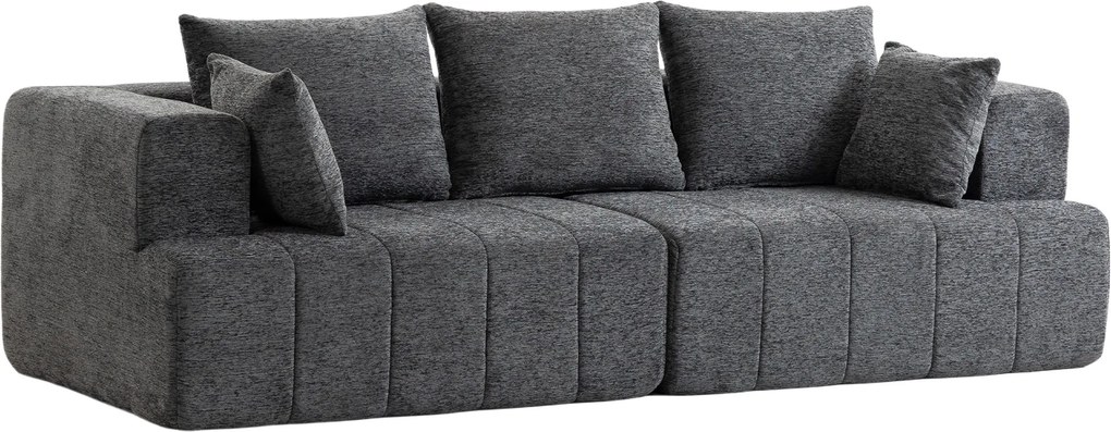 HOMCOM 3místná čenilová pohovka, 248 cm, moderní obývací pohovka s hlubokým polstrováním a taštičkovými pružinami, širokými područkami, 2 polštáři, pr