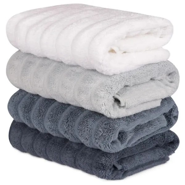 Sada 4 šedo-bílých bavlněných ručníků Sofia, 50 x 90 cm