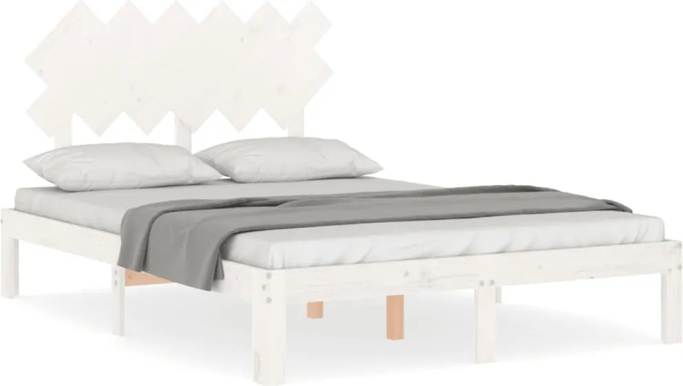 Rám postele s čelem bílý Small Double masivní dřevo 3193697
