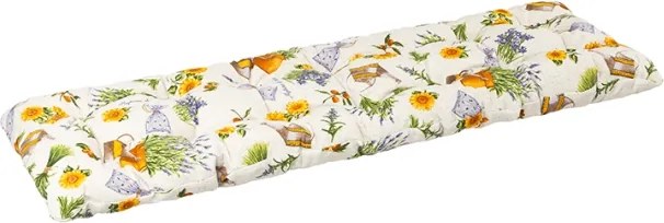 Bellatex Sedák na lavici prošívaný Levandule Fialová,Žlutá rozměr 40x150 cm