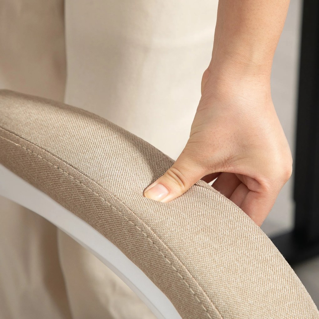 Ergonomická kancelářská židle Vinsetto, kancelářská židle s podnožkou, sklopným opěradlem, polstrovanými pod armresty a béžovou látkou připomínající …