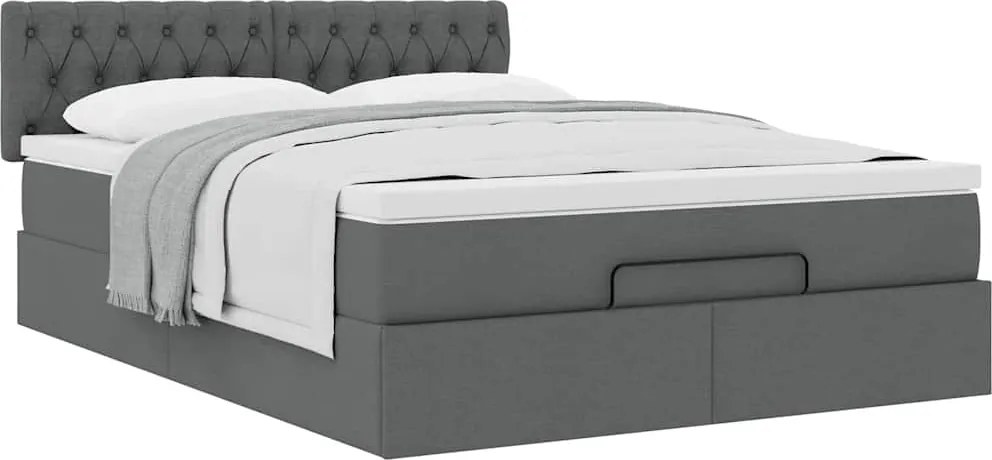 Osmanský postel s matrací tmavě šedá 140x190 cm textil 3311540