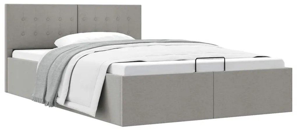 Rám postele s úložným prostorem světle šedý textil 140 x 200 cm 285579