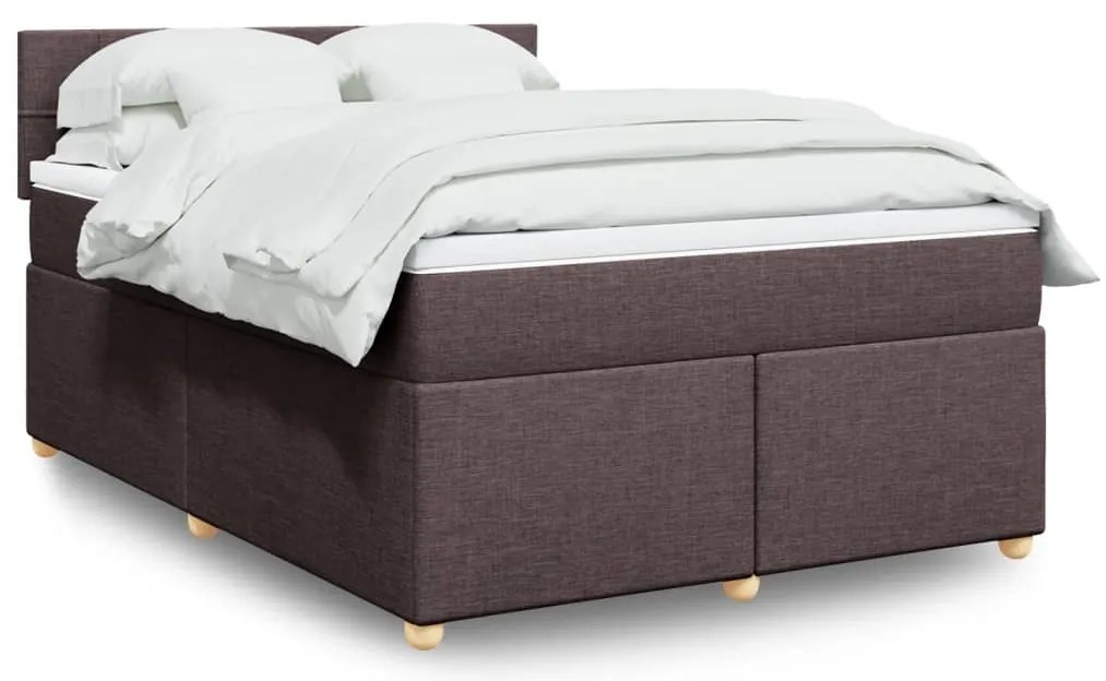 Box spring postel s matrací tmavě hnědá 160x200 cm textil