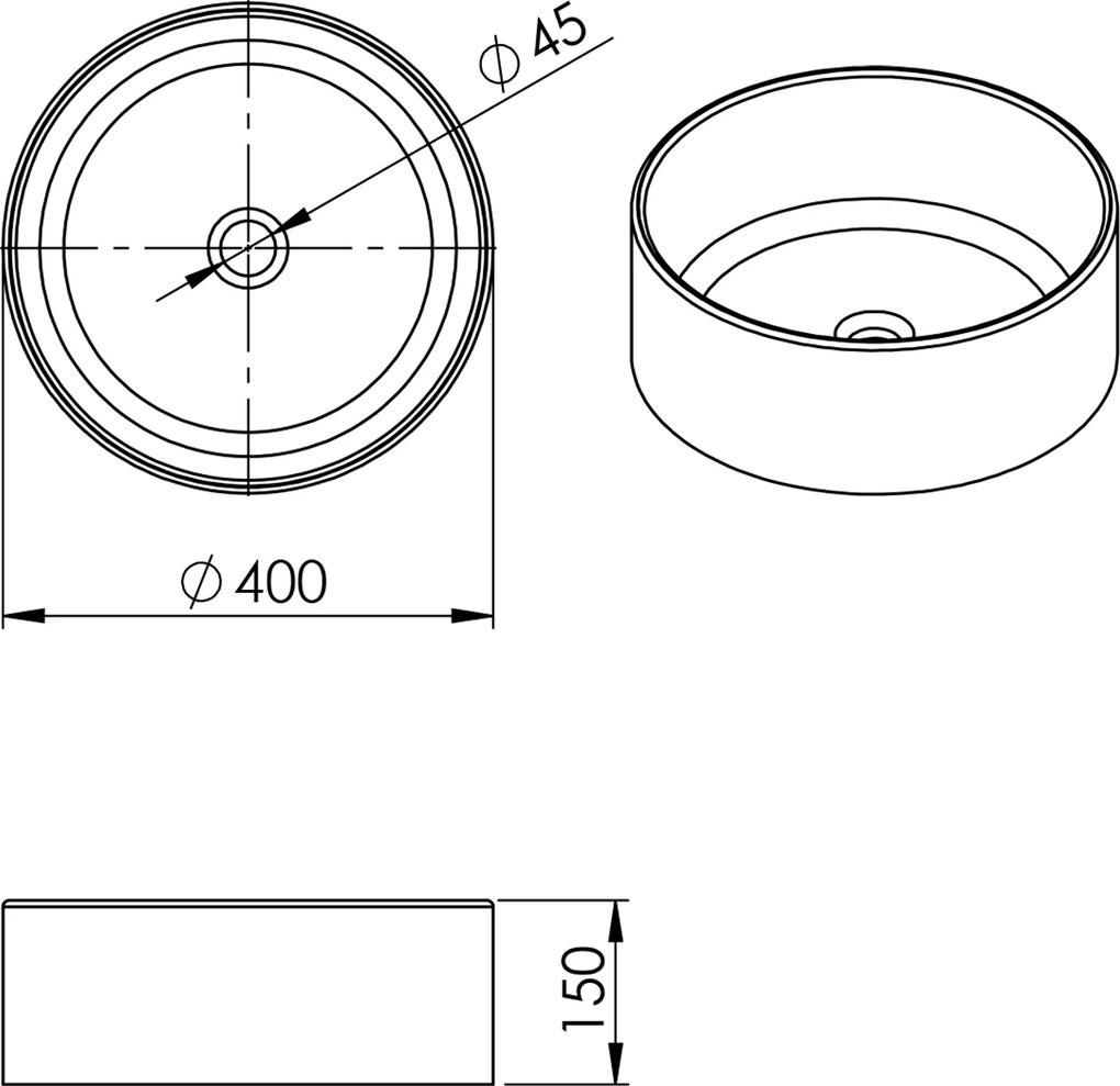Sapho Sapho, Keramické umyvadlo na desku, průměr 40cm, bílá, FB48150