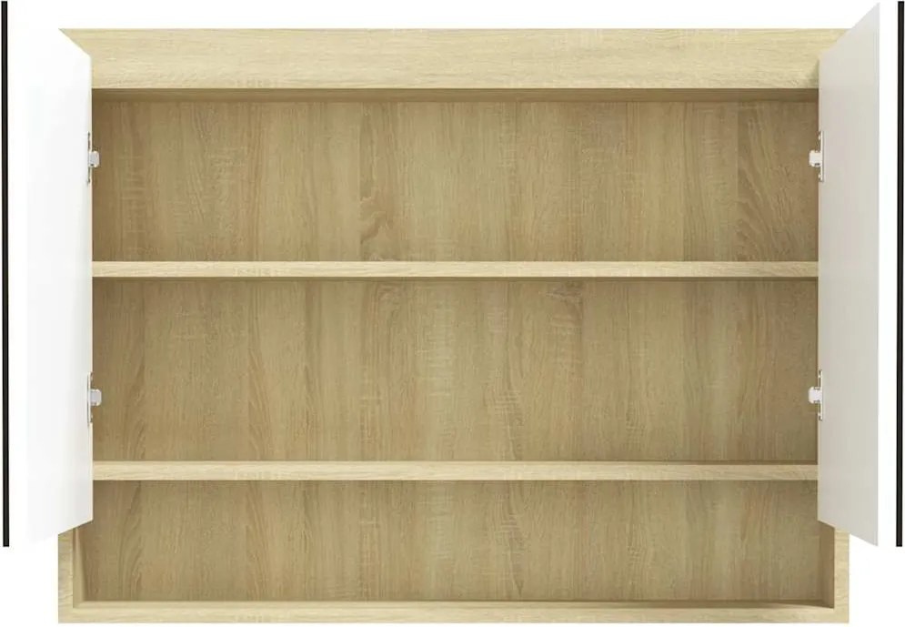 Koupelnová skříňka se zrcadlem 80 x 15 x 60 cm MDF bílá a dub 331537
