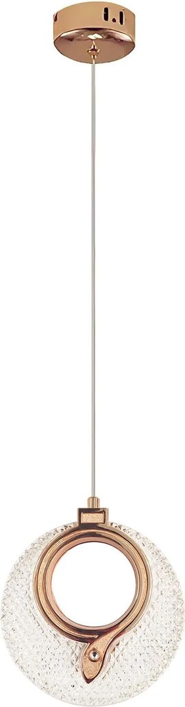 Toolight Toolight, LED křišťálové závěsné svítidlo 18x17cm, 12W, 3000K, LHJ110-1CP, růžové zlato, OSW-60051