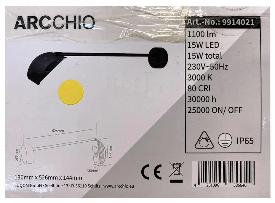 Arcchio Arcchio - LED Venkovní nástěnné svítidlo GRAYSON LED/15W/230V IP65 LW1110