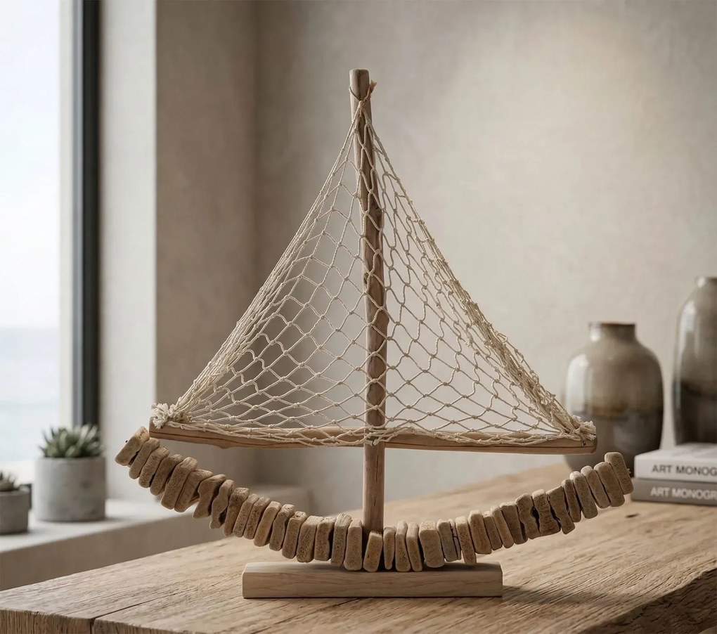 Dřevěná dekorace Boath 45 cm hnědá