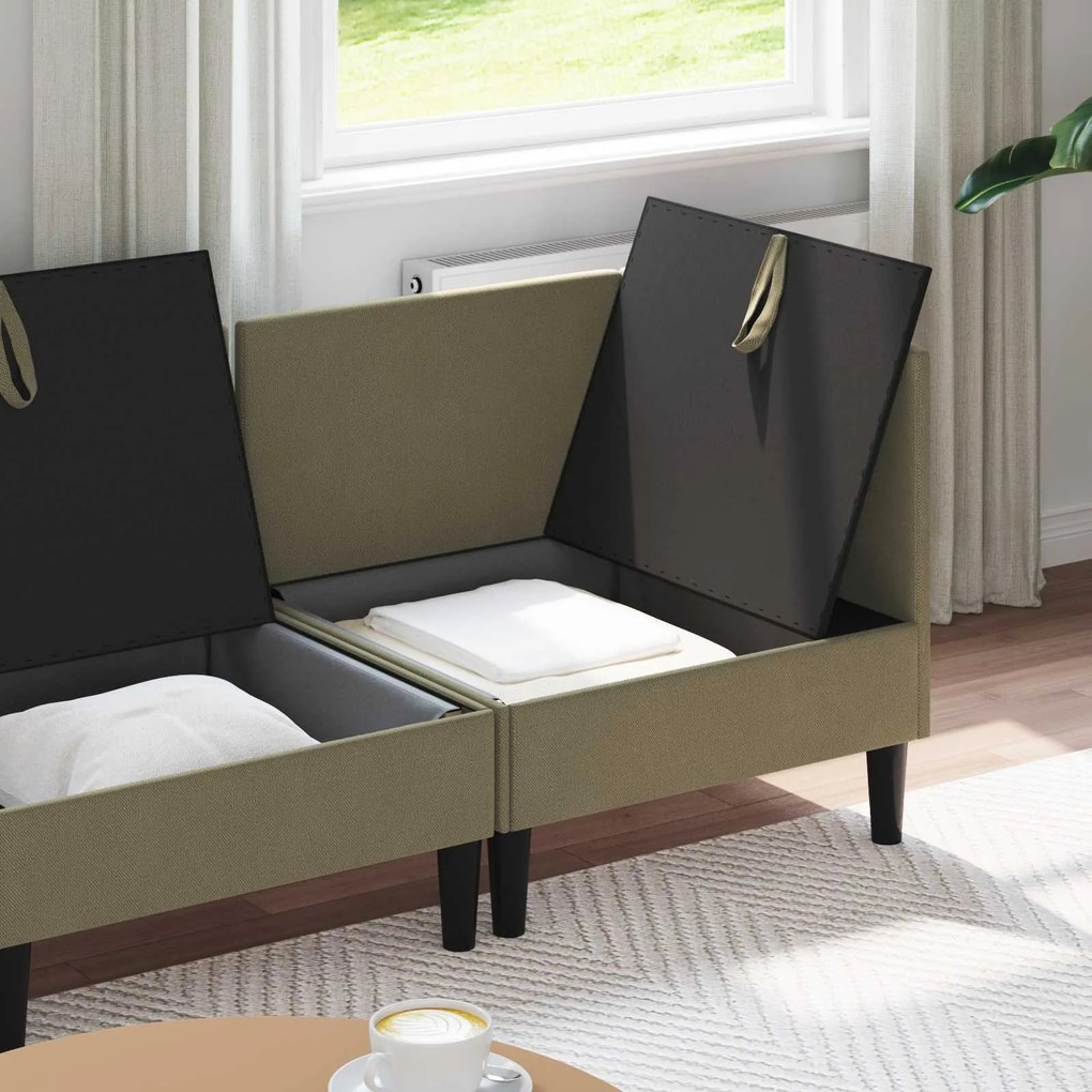 Sada nábytku do obývacího pokoje 4 ks Khaki Textil 3413794