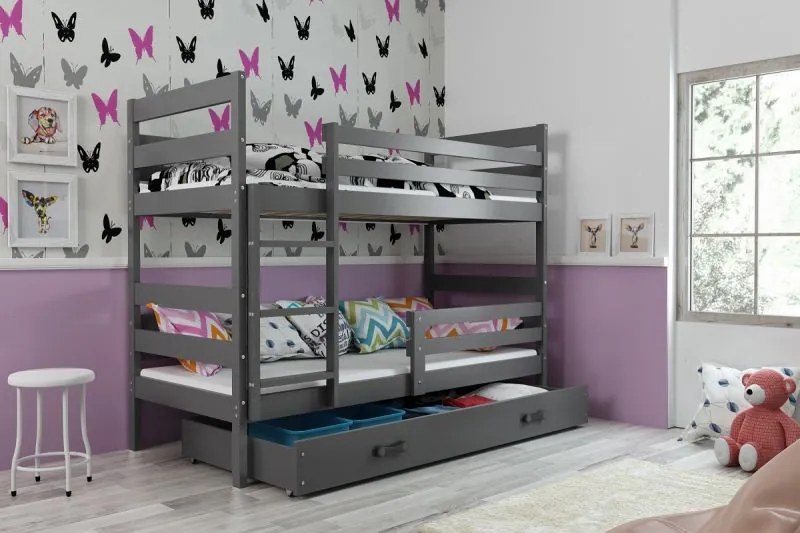 Patrová postel ERYK se šuplíkem 200 cm - barva grafit