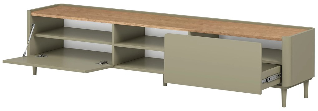 TV stolek Elivo 220 cm na nožkách - eukalyptus / dub baltic dune
