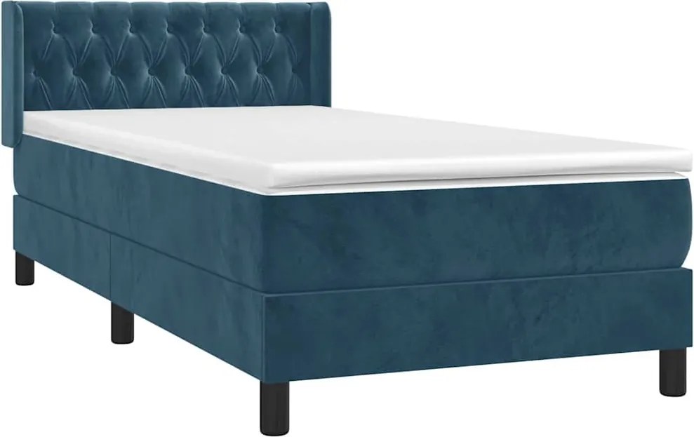 Box spring postel s matrací tmavě modrá 90x190 cm samet 3131115