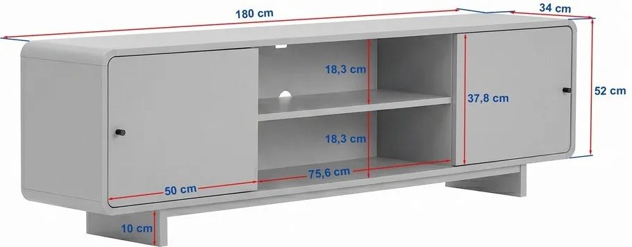 TV stolek v dekoru ořechu v tmavě přírodní barvě 180x52x34 cm Mirel – Nordure