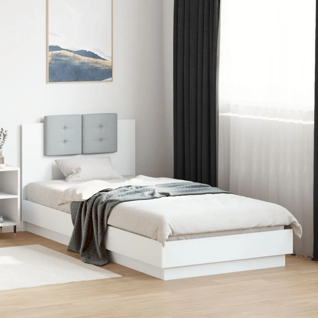 Rám postele s čelem a LED osvětlením bílý 90 x 200 cm 3210031