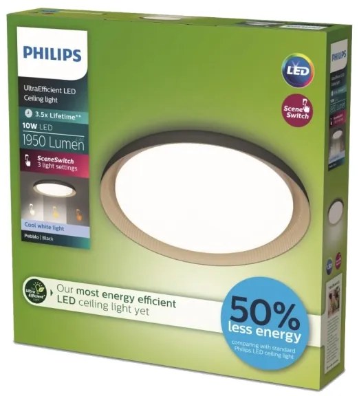 Philips - LED Stmívatelné stropní svítidlo PEBBLO LED/10W/230V 4000K černá