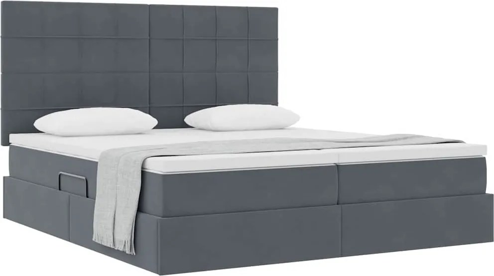 Postel s úložným prostorem s čelo Tmavě šedá 200 x 200 cm samet 3372252