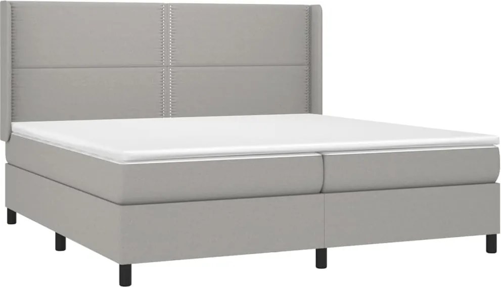 Box spring postel s matrací a LED světle šedá 200x200 cm textil 3138261