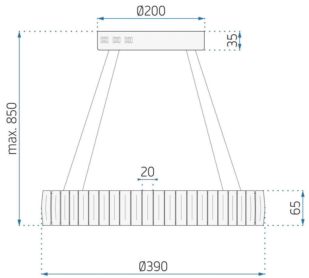 Toolight, Křišťálové LED závěsné svítidlo APP1040-CP + dálkové ovládání, chromová, OSW-09473