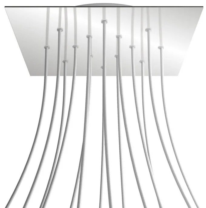 creative cables Čtvercový stropní baldachýn ROSE ONE, 400 mm, 14 otvorů a 4 boční otvory Barva komponentu: Černá zrcadlo, Barva montury: Černá