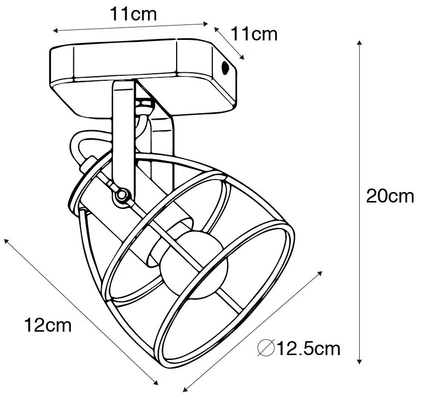 Průmyslové bodové svítidlo tmavě šedé se dřevem nastavitelné - Arthur