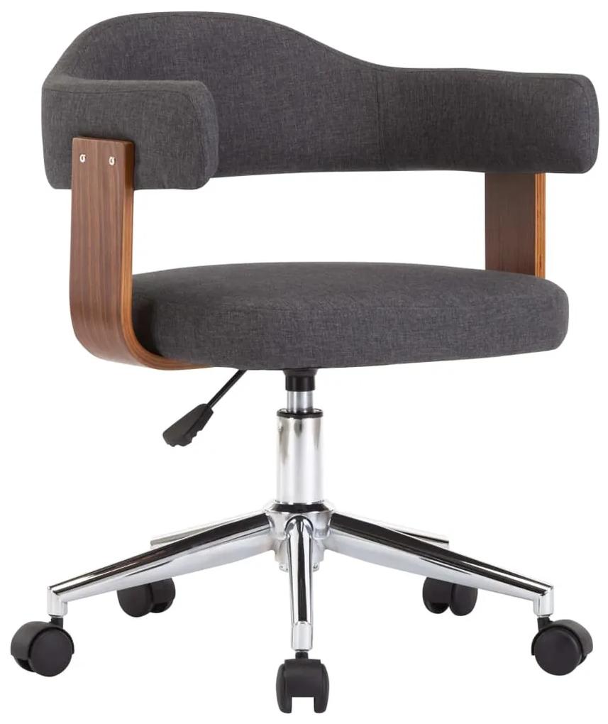3054840 vidaXL Otočná kancelářská židle šedá ohýbané dřevo a textil