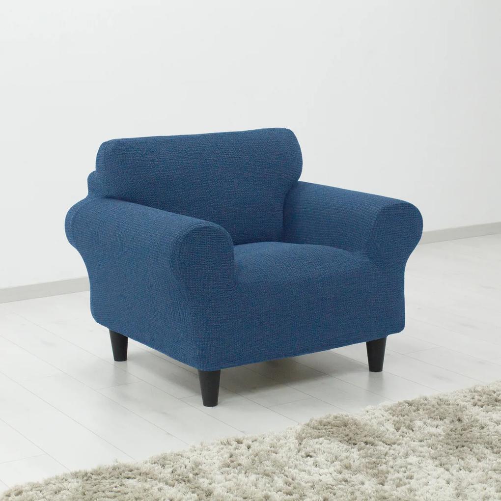 Potah na sedačku multielastický, Denia, modrý křeslo 70 - 110 cm