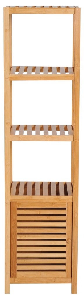 HOMCOM Koupelnová skříňka Koupelnová skříňka se 3 otevřenými přihrádkami z bambusu, toaletní skříňka přírodní 36x33x140cm pro optimální skladování | …