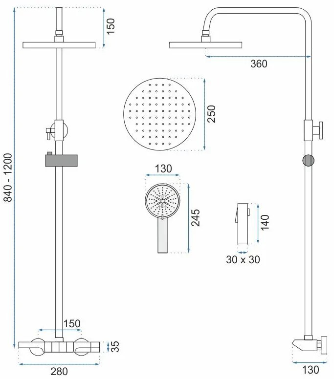 Sprchový komplet se směšovací baterií REA SAVIO černá