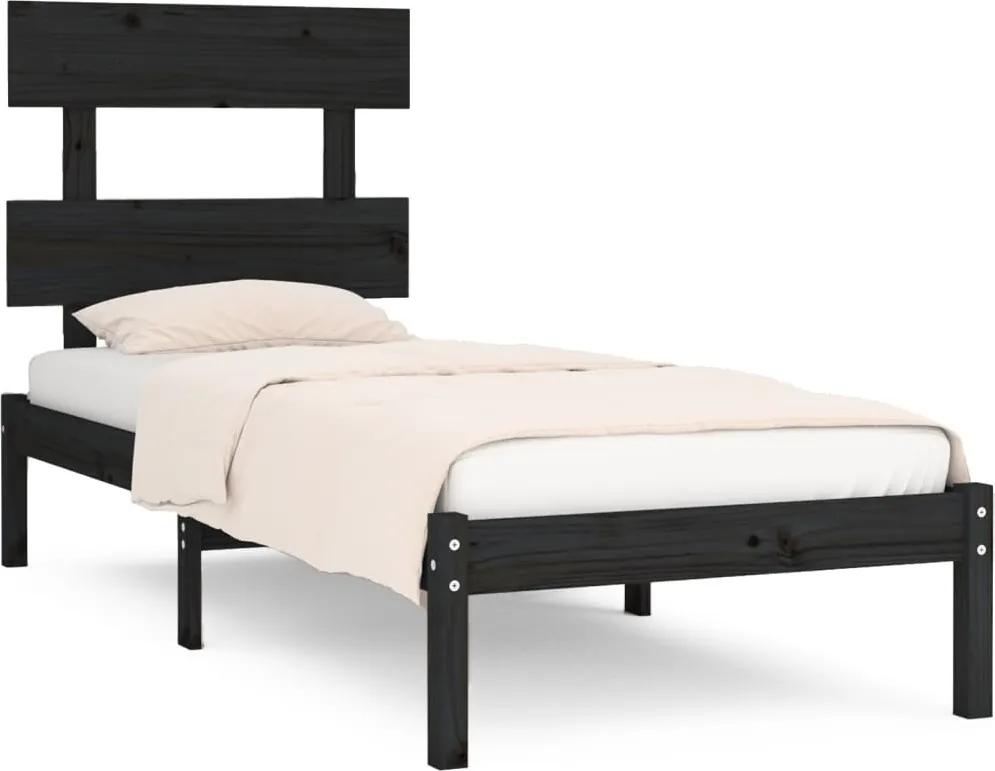 vidaXL Rám postele masivní dřevo 90 x 190 cm Single [3104642] Barva: Černá