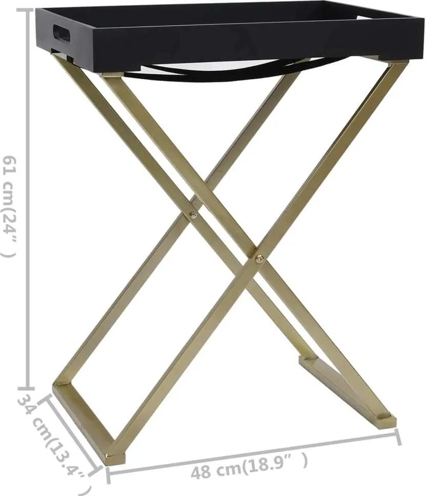 vidaXL Skládací stolek 48 x 34 x 61 cm MDF [331659] Barva: Zlatá a černá
