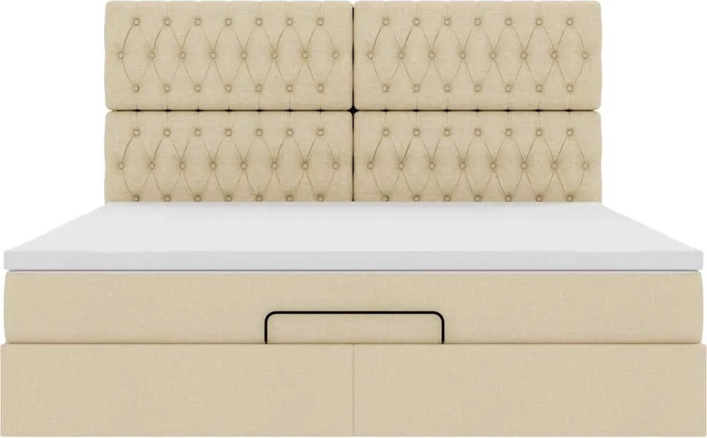 Osmanský rám postele s matrací krémová 180x200cm textil 3313263