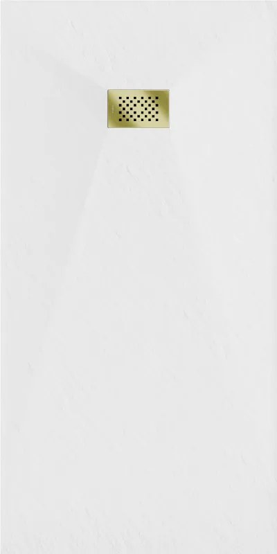 Mexen Hugo, obdélníková sprchová vanička SMC 170 x 80 cm, bílá, zlatá krytka, 42108017-G