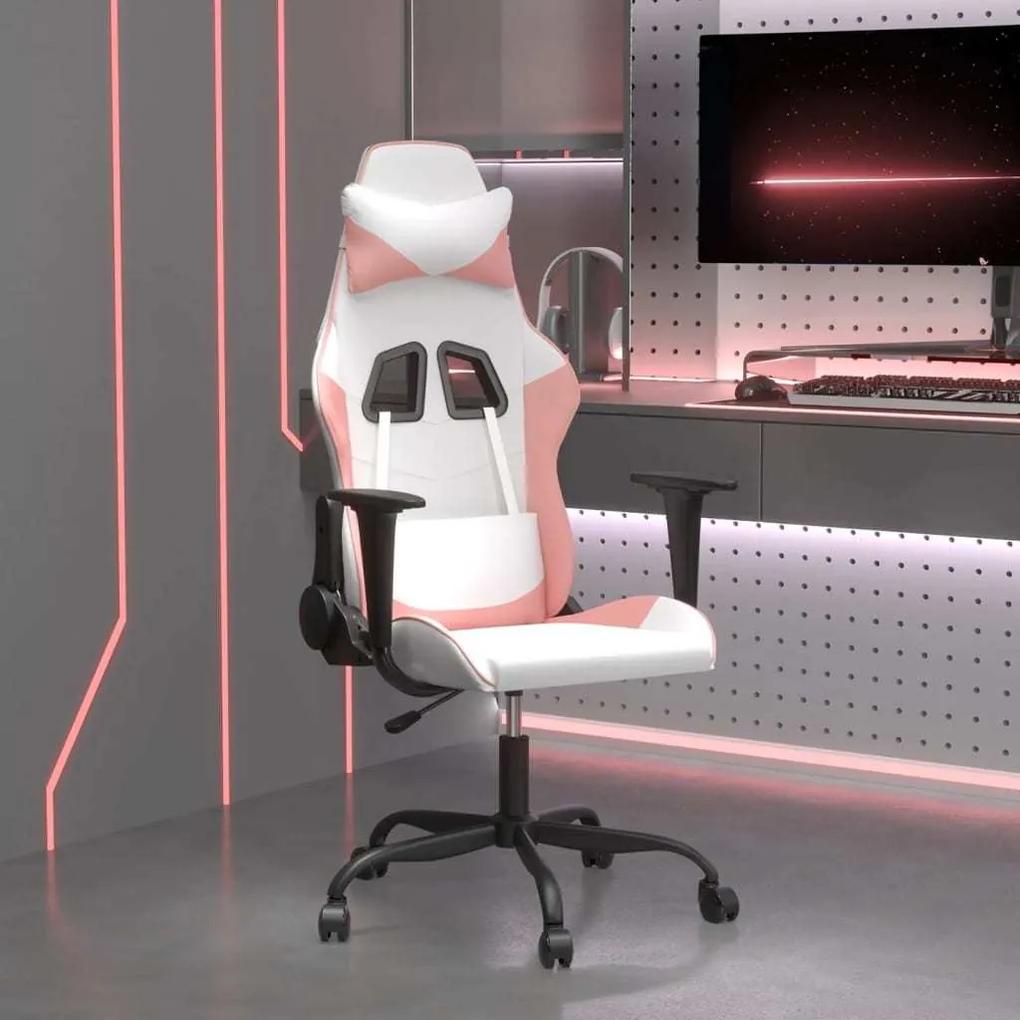 vidaXL Masážní herní židle umělá kůže [345399] Barva: Bílá a černá
