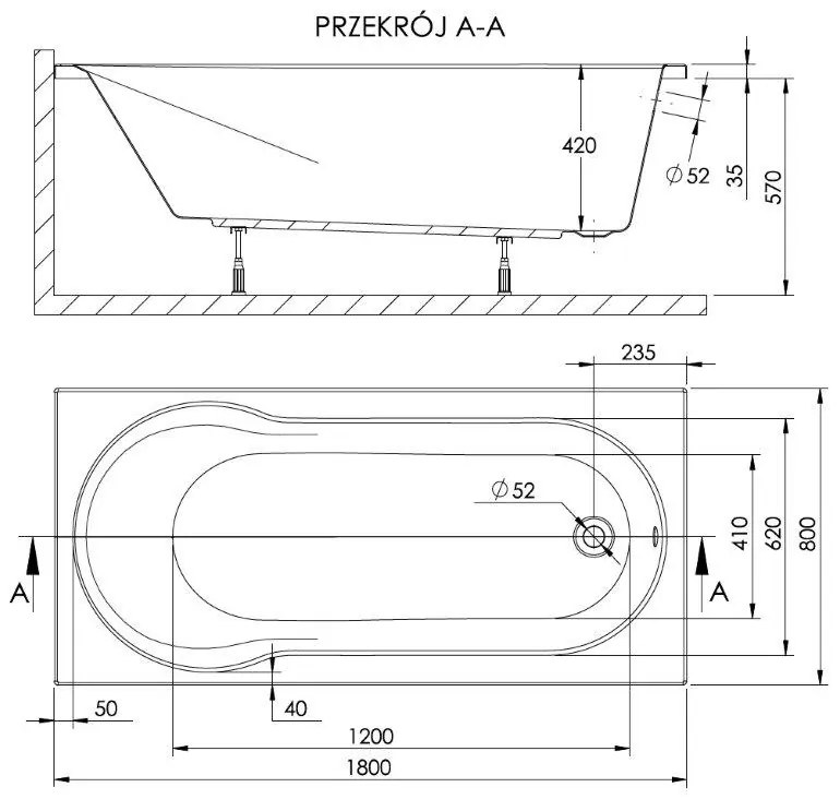 Scansani Doria 180x80 akrylátová vana