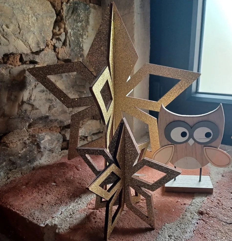 Vánoční ozdoba zlatá hvězda, 3D, 15 cm