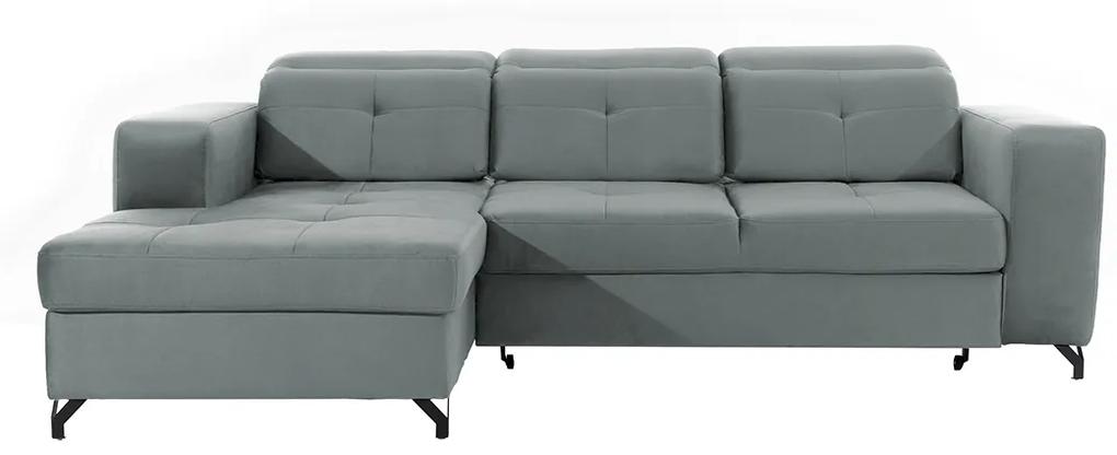 Rohová sedací souprava levá strana do obývacího pokoje Belavio Mini - šedý samet hydrofobowy