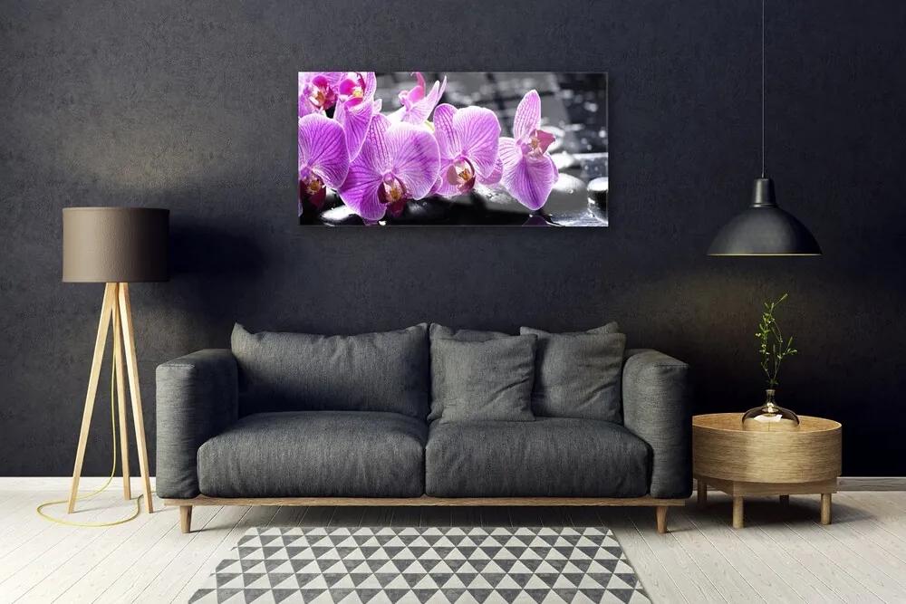 Obraz na skle Květ Kameny 100x50 cm
