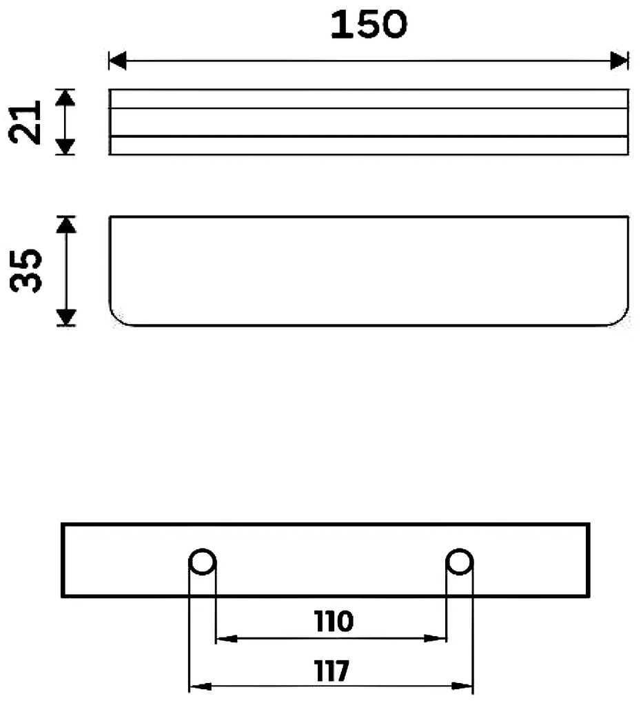 Sapho Sapho, Skleněná police 200mm, černá/mléčné sklo, MY009B-01