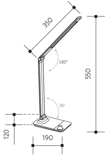 PANLUX Stolní LED lampička MASTER s integrovanou bezdrátovou nabíječkou, černá