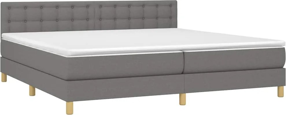 Box spring postel s matrací a LED tmavě šedá 200x200 cm textil 3134062