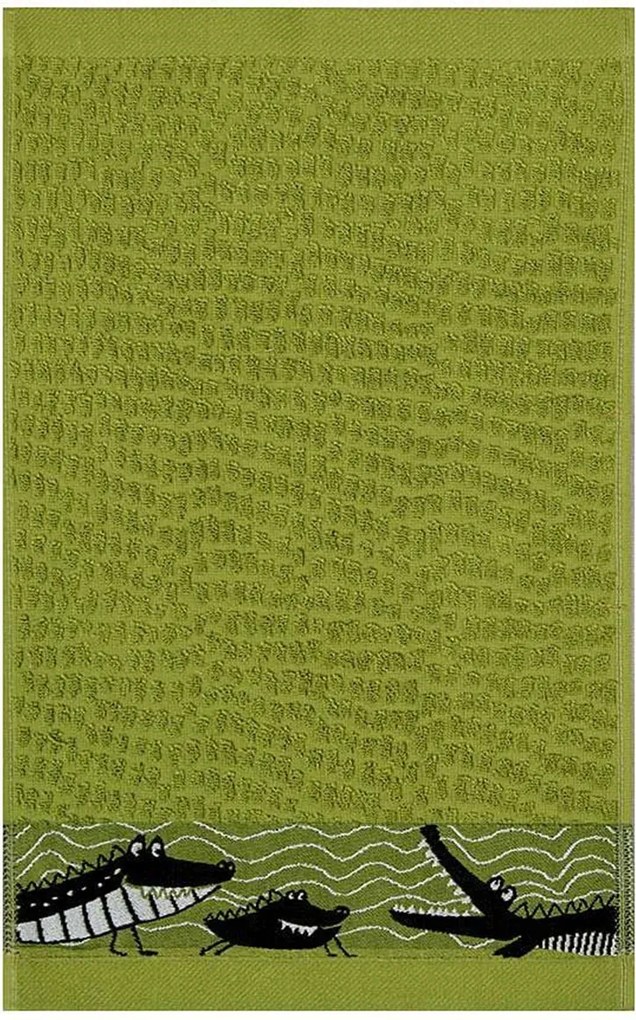 Bavlněná osuška Krokodýli - zelená Velikost: ručníček 30 x 50