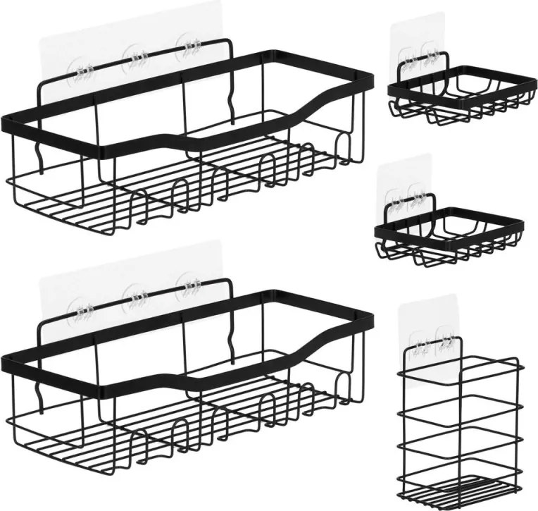 Poličky do koupelny 5ks SPRINGOS HA7544 černé