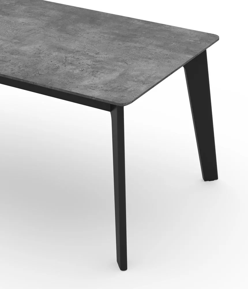 Černý rozkládací jídelní stůl s deskou v dekoru betonu 100x180 cm Shadow – TemaHome