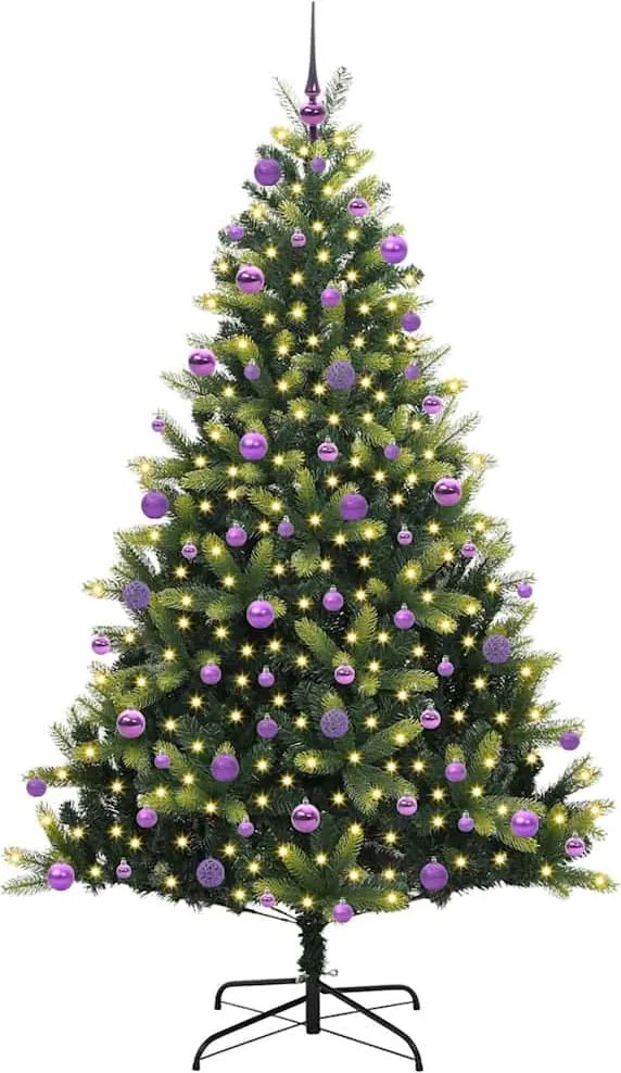 Umělý skládací vánoční stromeček 300 LED Zelená 210 cm PVC a PE 3396006