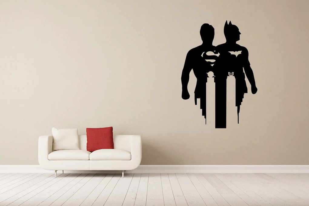 Lepy.cz Samolepka na zeď Batman-Superman Velikost (šířka x výška): 30x42cm, Barevná varianta: Bílá