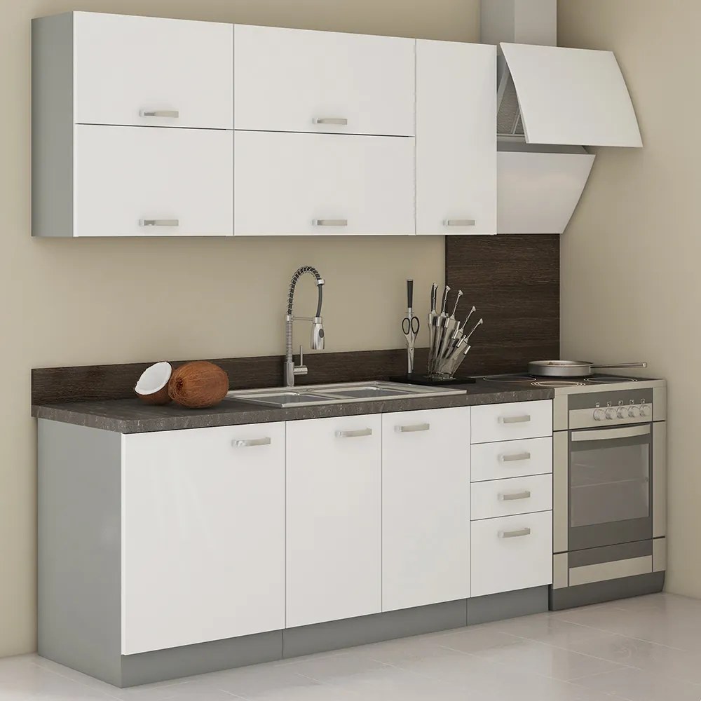 BIANCA sb | vysoká skříňka 60 LO-210 2F na vestavnou lednici | 60 cm | světle šedá/bílá lesk