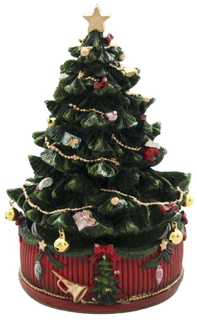 Hrací skříňka - kolotoč vánoční stromeček - Ø 12*18 cm